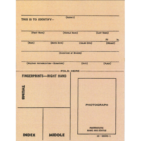 Card, Identification, Medical Department