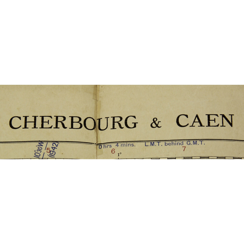 Carte de Normandie, Cherbourg & Caen, 1943