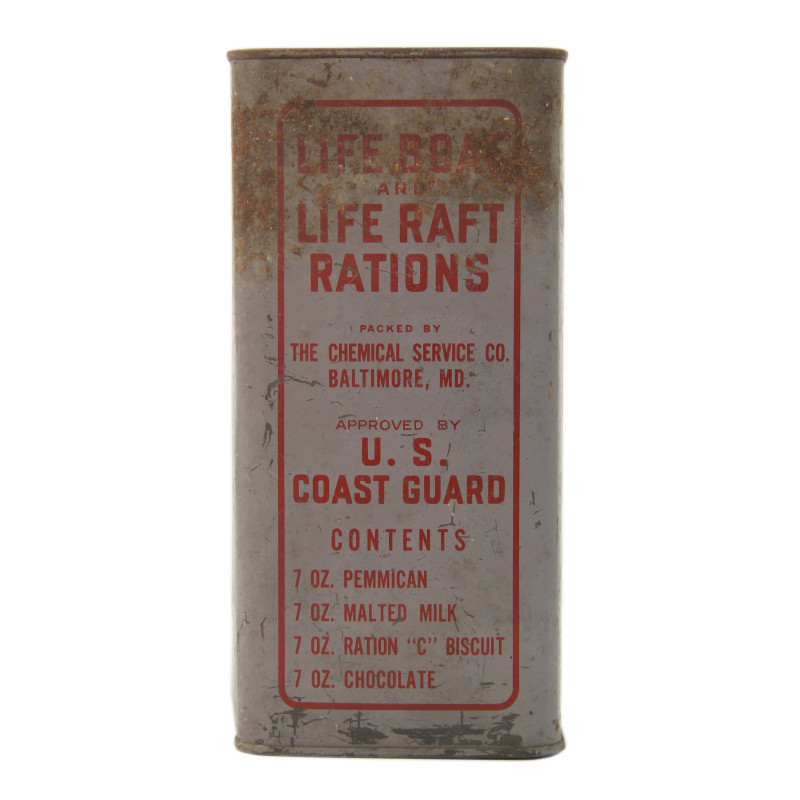 Can, LIFE BOAT AND LIFE RAFT RATIONS, US Coast Guard, 1945