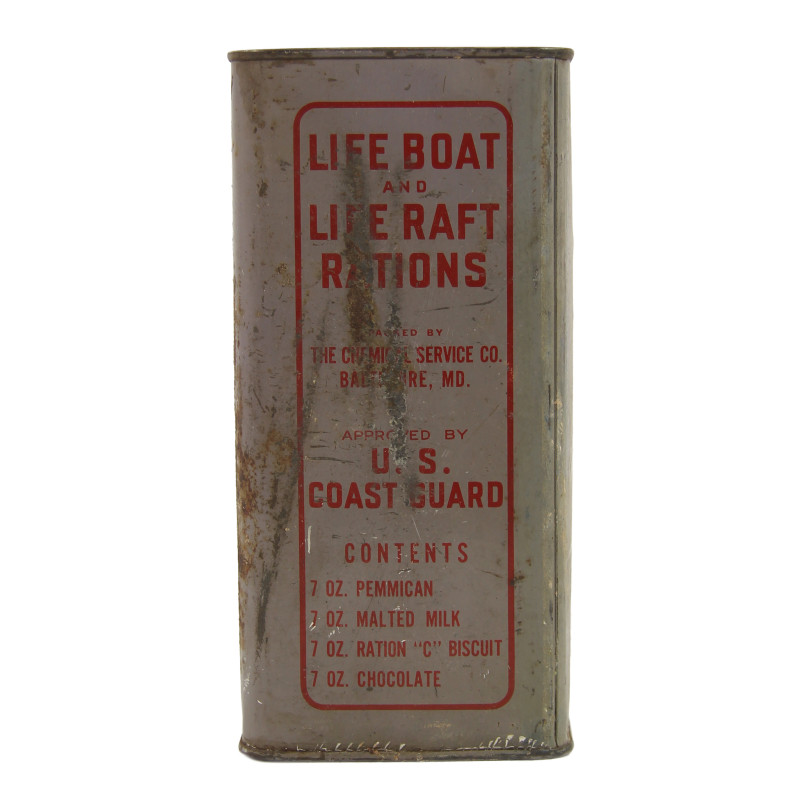 Boîte de ration, LIFE BOAT AND LIFE RAFT RATIONS, US Coast Guard, 1945