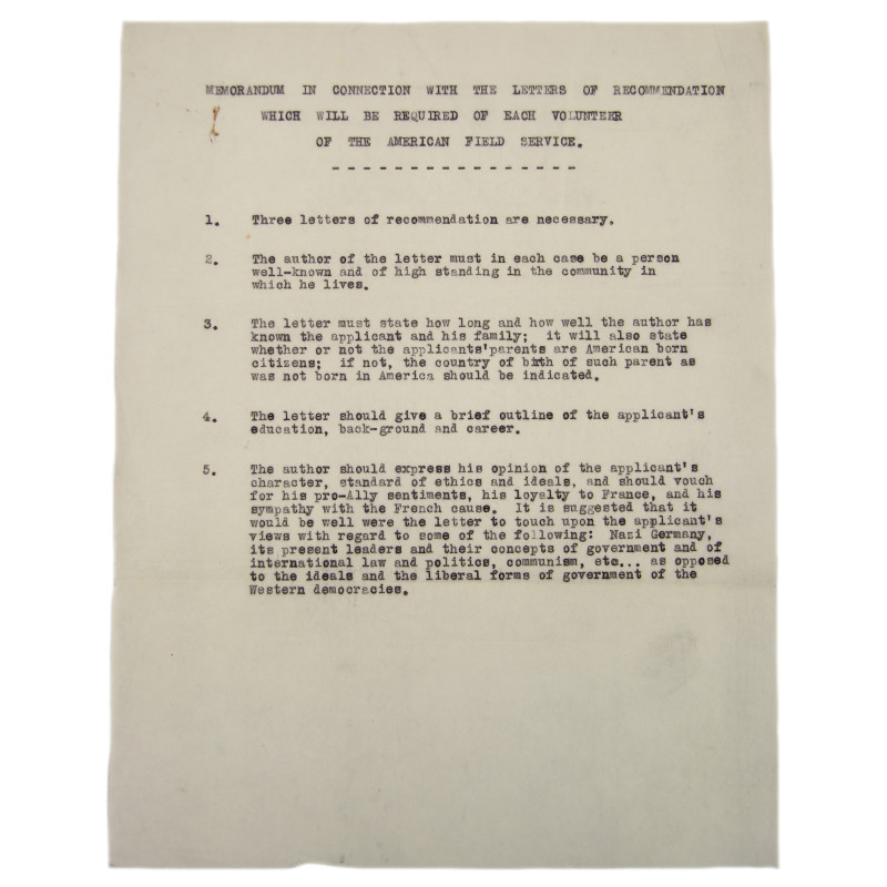 Form, Application, American Field Service