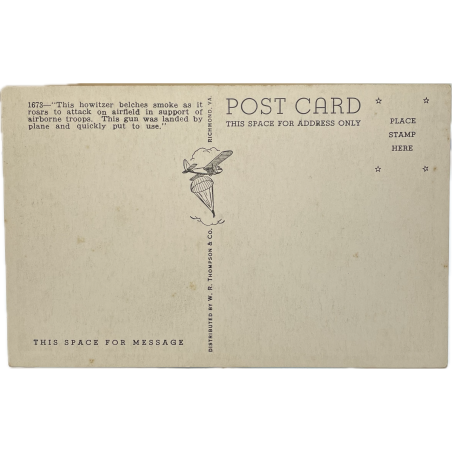 Postcard, US Paratroops, Camp Mackall, Howitzer