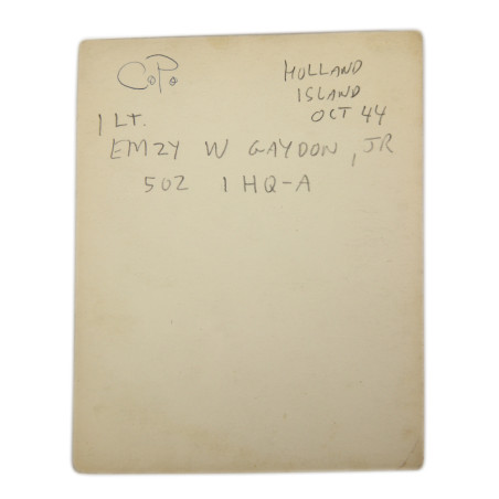 Photograph, 1st Lt. Emzy Gaydon, 502nd PIR, 101st Airborne Division ...