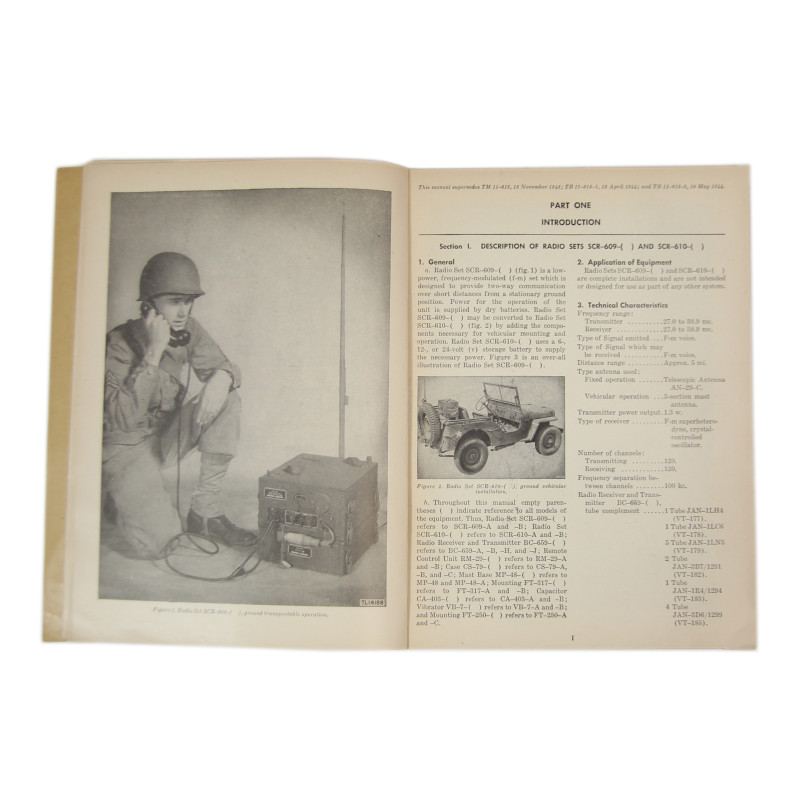 Manual, Technical, TM 11-615, Radio Sets SCR-609-A and B & SCR-610-A ...