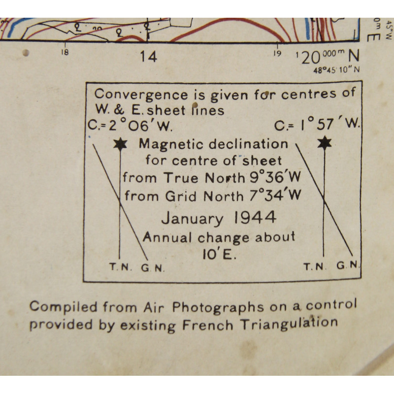 Carte alliée, PUTANGES, Normandie, 1944, 11th Armoured Division