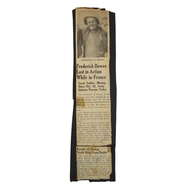 Grouping, Cpl. Frederick Bowes, Co. E, 30th Inf. Regt., 3rd Infantry ...