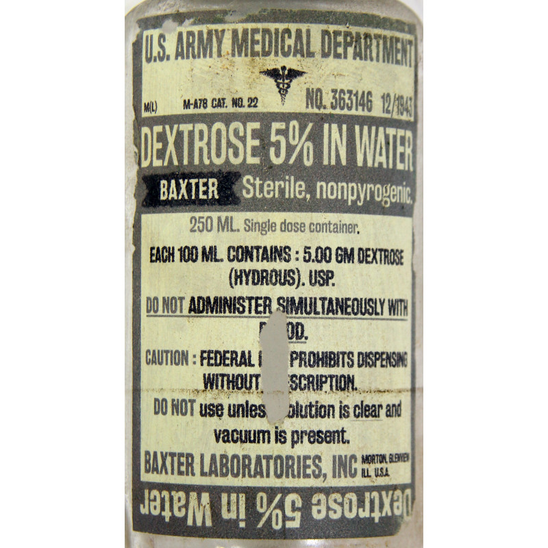 Bottle, Dextrose, Perfusion, US Army Medical Department, BAXTER ...
