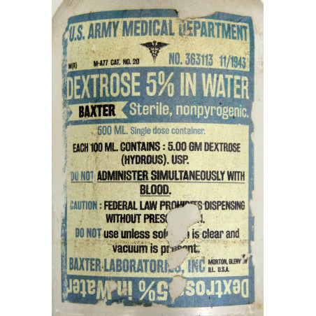 Bottle, Dextrose, Perfusion, US Army Medical Department, BAXTER ...