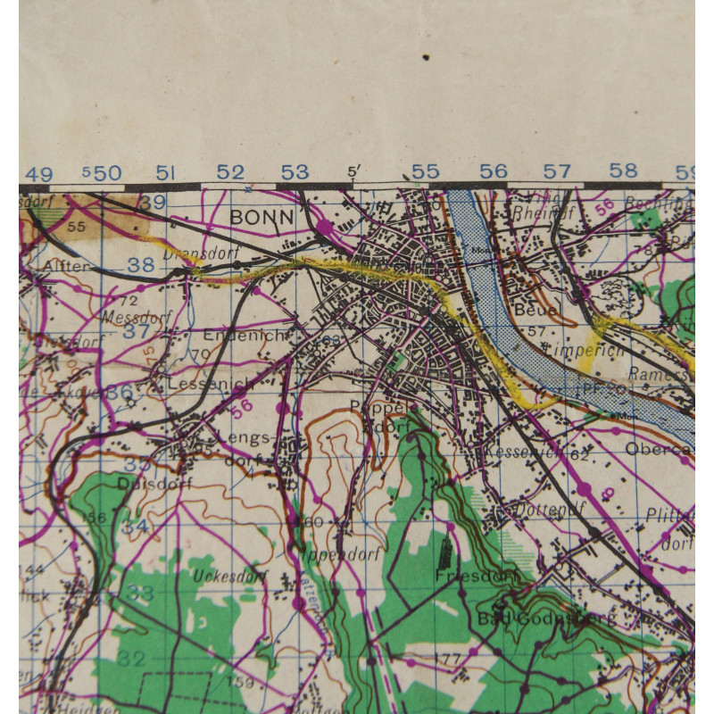 Map, British, BONN, Germany, 1944