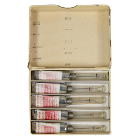 Boîte de 5 syrettes de morphine, USAMD, Item No. 9115500, 1942
