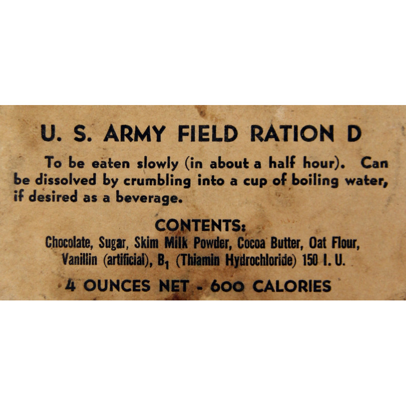 US Army Field Ration D, 1er type