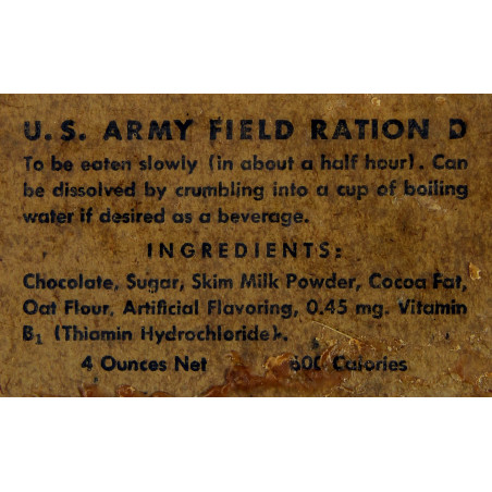 US ARMY FIELD RATION D, HERSHEY, 1943