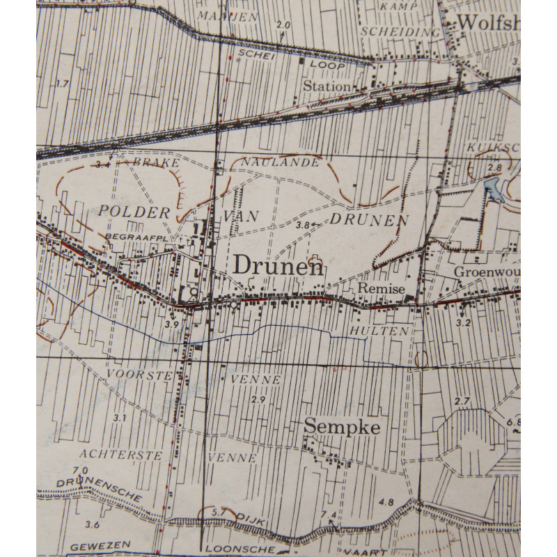 Map, DRUNEN, Holland, 1943, Allen Emery, 502 PIR, 101 AB