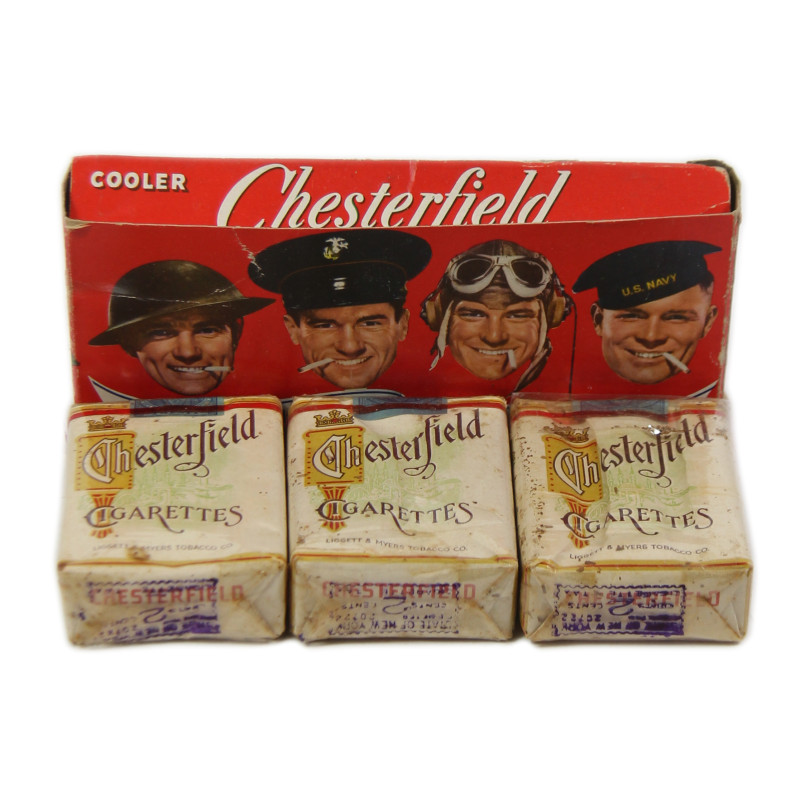 Lot of Three Cigarette Packs, Chesterfield, 1944, Full