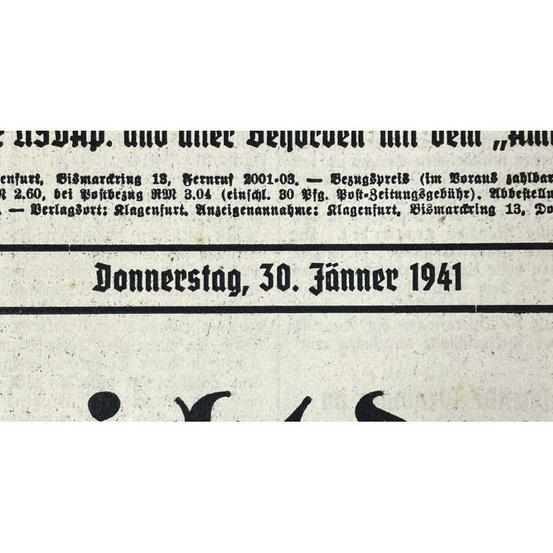 Journal allemand, Kärntner Grenzruf, 30 janvier 1941
