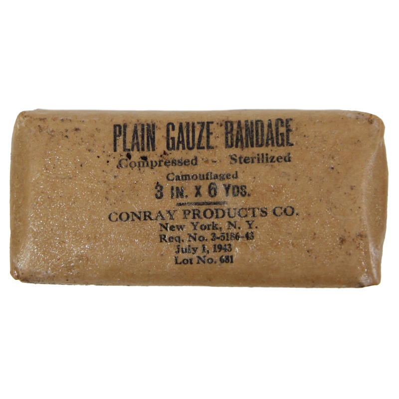 Plain Gauze Bandage Compressed, No. 3-5186-43, 1943, USN, Corpsman