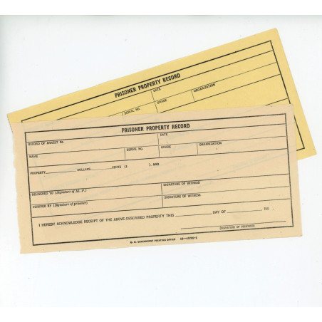 Form, Military Police, Prisoner Property Record