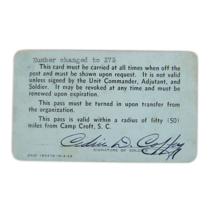 Grouping, Sgt. Cedric Coffey, Motor Vehicle Operator's Permit and Dog Tags