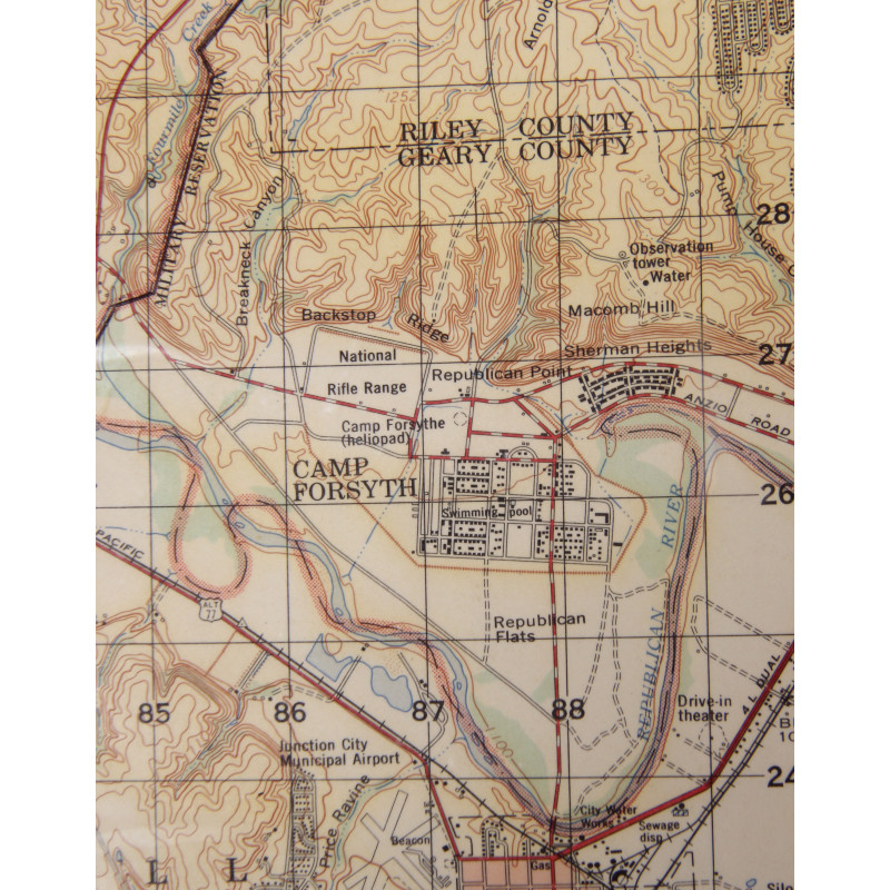 Map, Fort Riley, US Army, Kansas