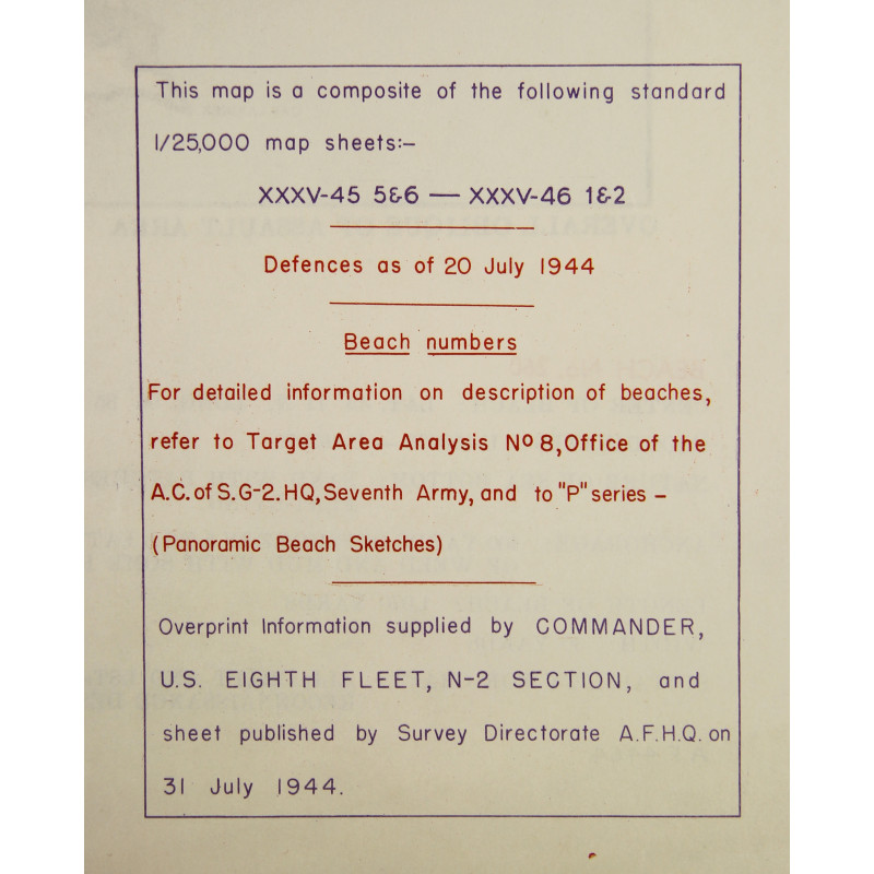 Map, Cavalaire Bay, July 1944, TOP SECRET-BIGOT, Operation Dragoon