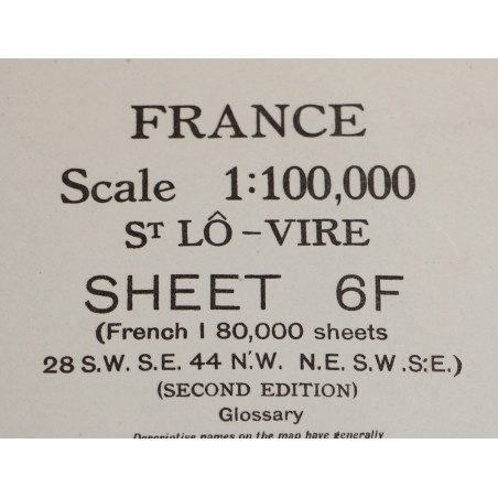 Map, ST LÔ-VIRE, Normandy, Battle of the Hedgerows, 1943