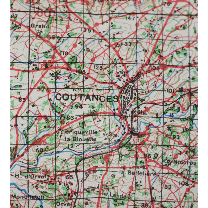 Map, ST LÔ-VIRE, Normandy, Battle of the Hedgerows, 1943