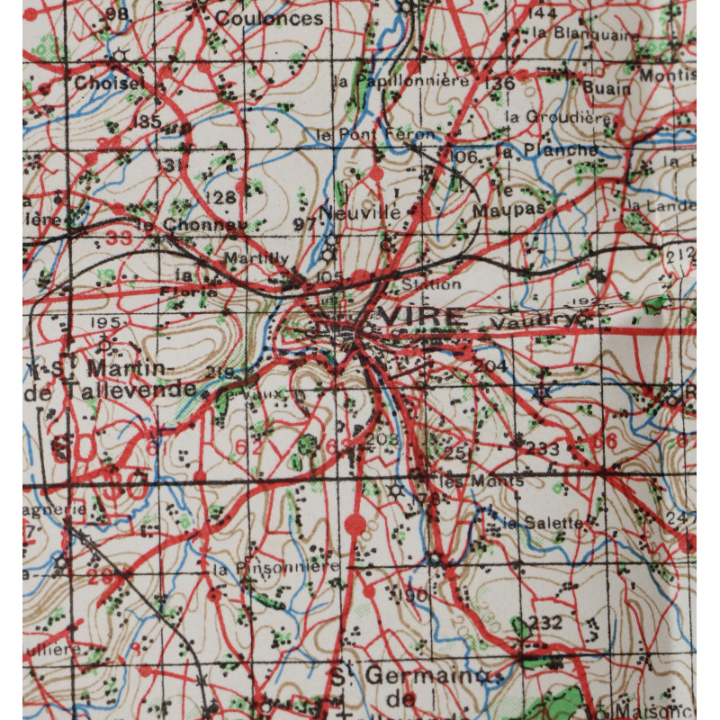 Map, ST LÔ-VIRE, Normandy, Battle of the Hedgerows, 1943