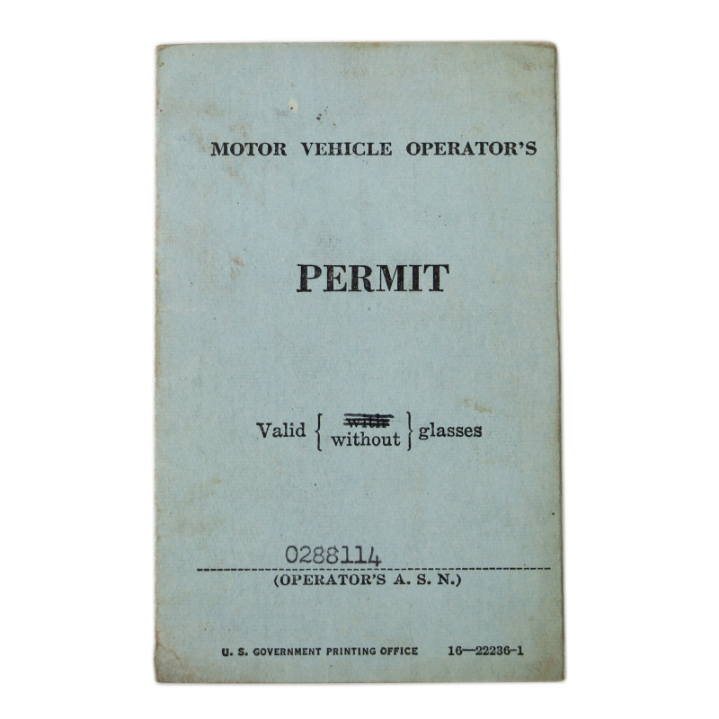 Permit, Driving, Personal, Maj. Percival Churchill, US Army