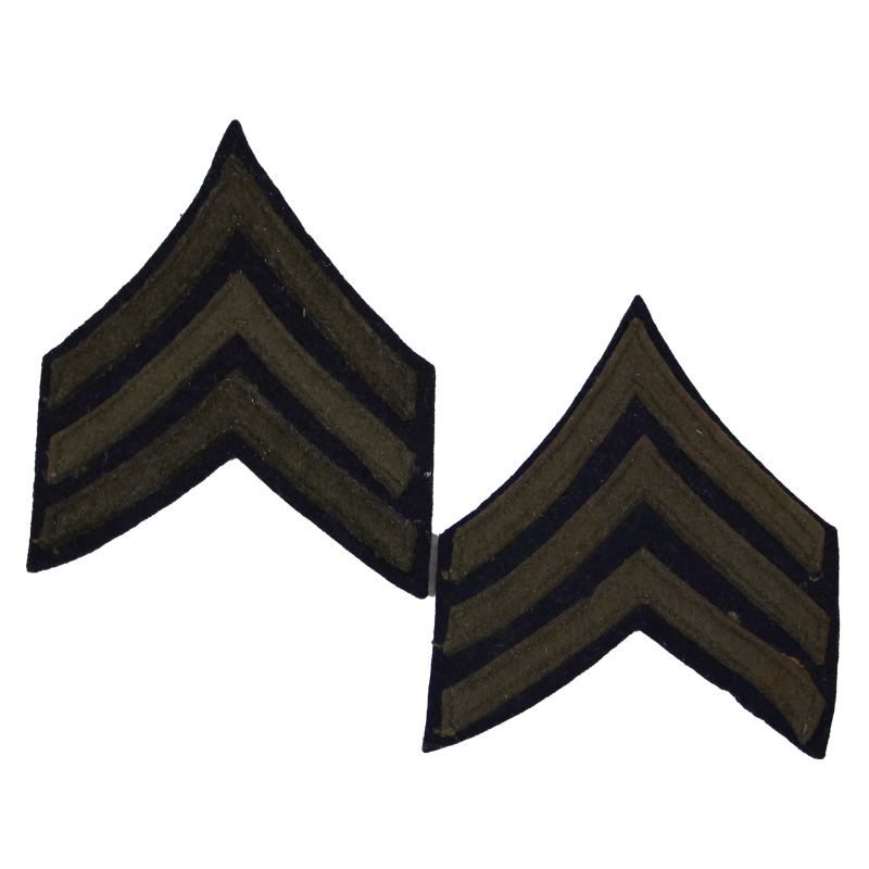 Insignia, Rank, Sergeant, Wool, OD, Pair