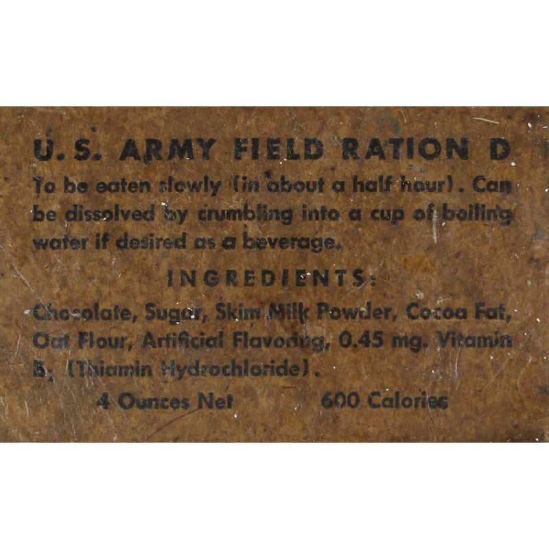 Field Ration D, US Army, 1st Type, HERSHEY CHOCOLATE CORPORATION