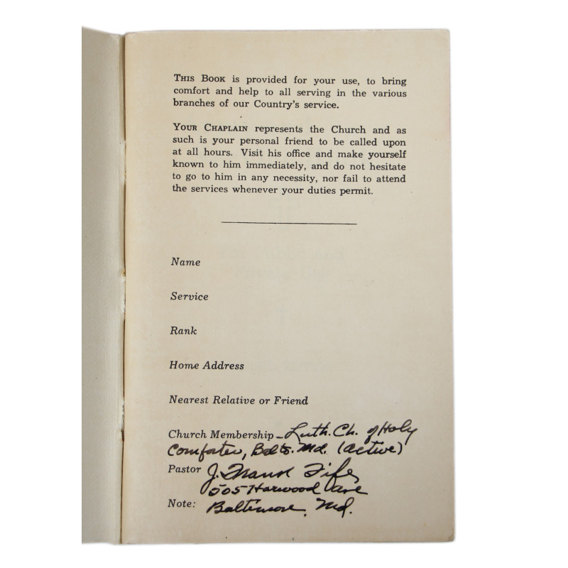 Liturgical Booklet, Army Navy Service Book, 1941
