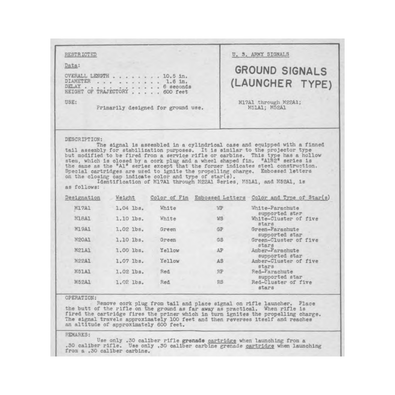 Signal, Ground, Amber Star, Parachute, M21A1, November 1944, with Container