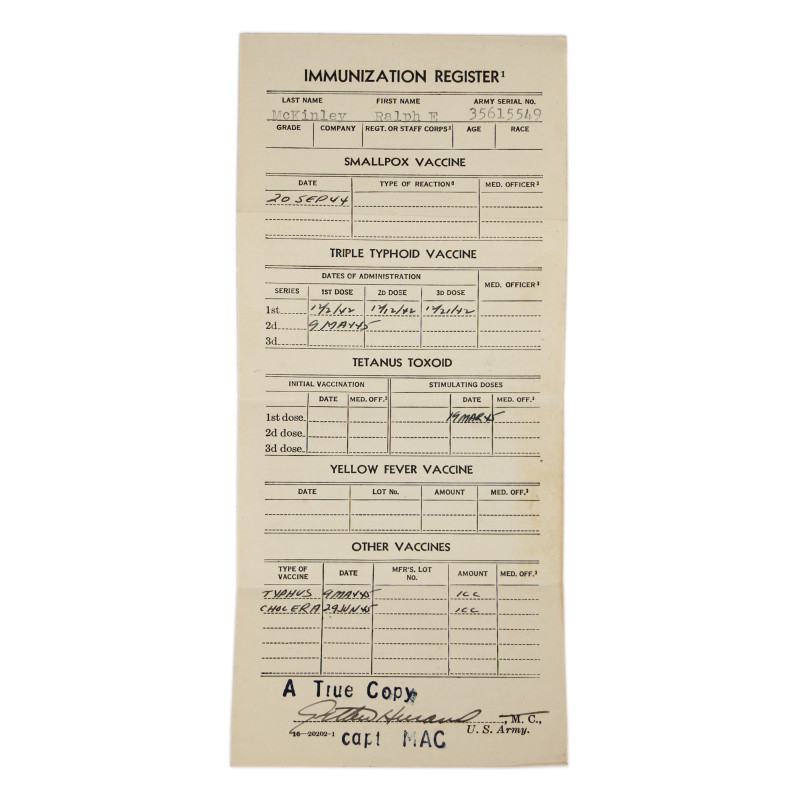 Card, Identification, Medical Department, 2nd Type, 1944, Pfc. Ralph ...