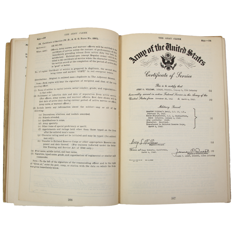 Manual, Technical, TM 12-252, The Army Clerk, 1943