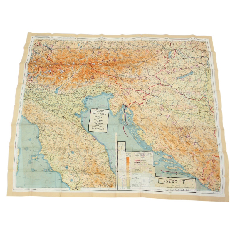 Maps, Silk, Escape, C/D & E/F, 1943, with Pouch, MAPS ONLY