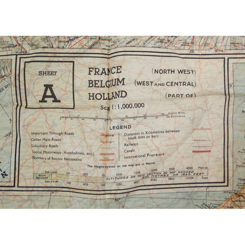 Map, Escape, Silk, A/B, France, 1943, RAF & USAAF