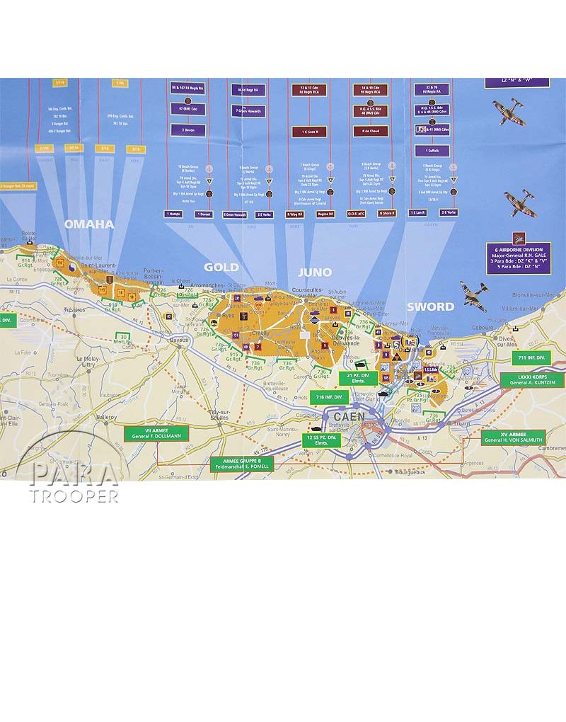 Map D-Day - 6th june 1944 The battle of Normandy - Paratrooper