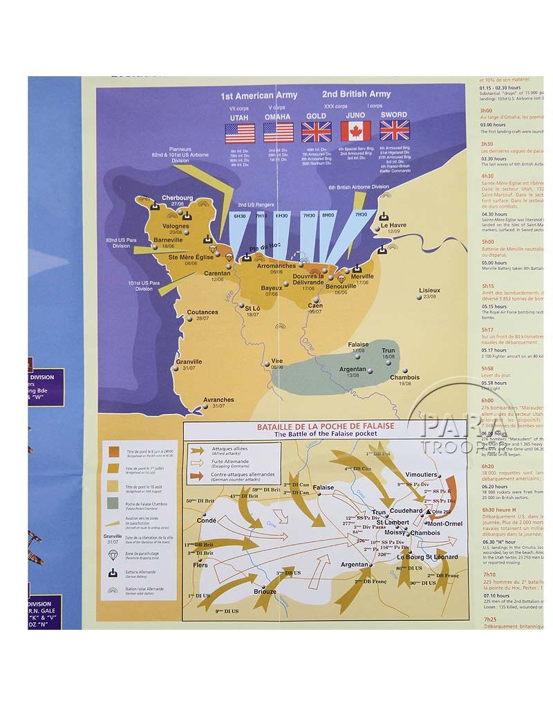 Map D-Day - 6th june 1944 The battle of Normandy - Paratrooper