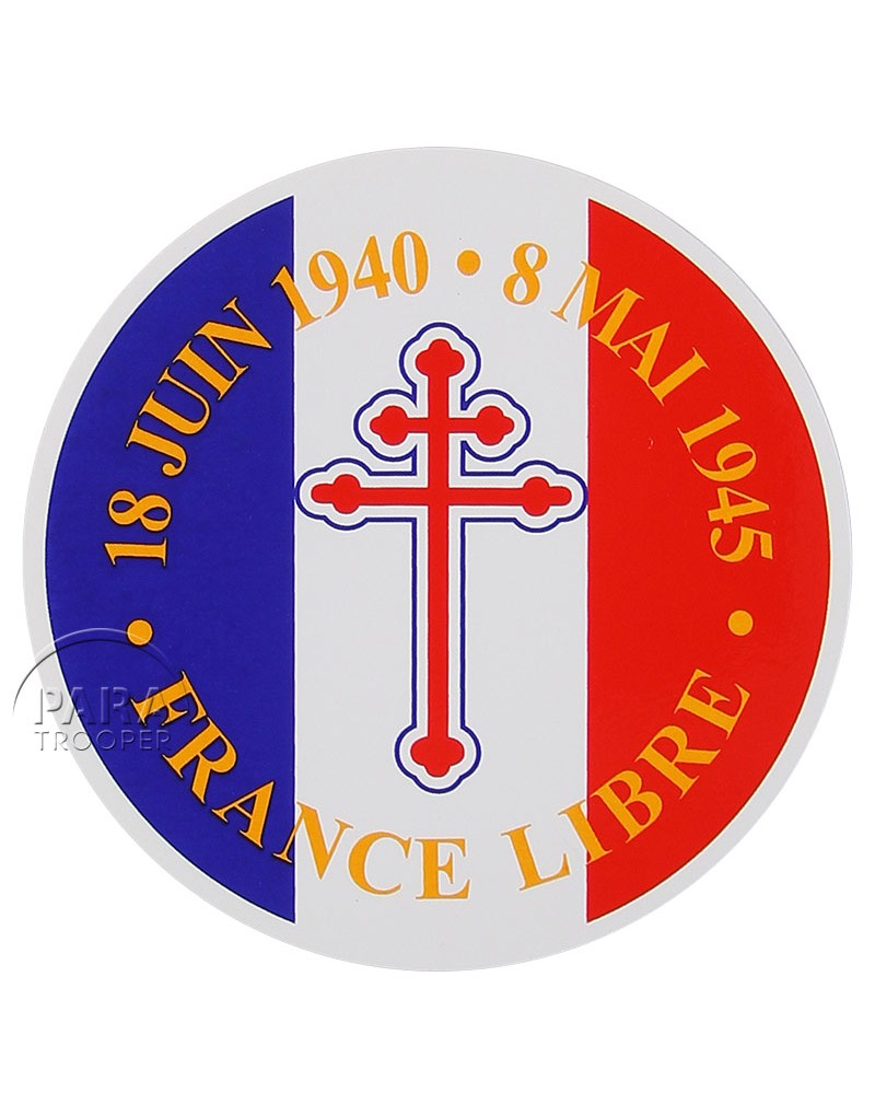Sticker, France Libre, round - Paratrooper